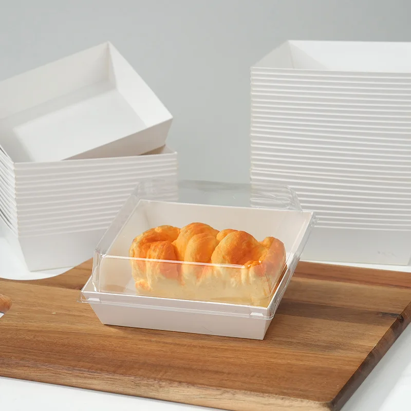 25pcs Disposable Paper Box With Clear Lids Tableware Cake Dessert Salad ...