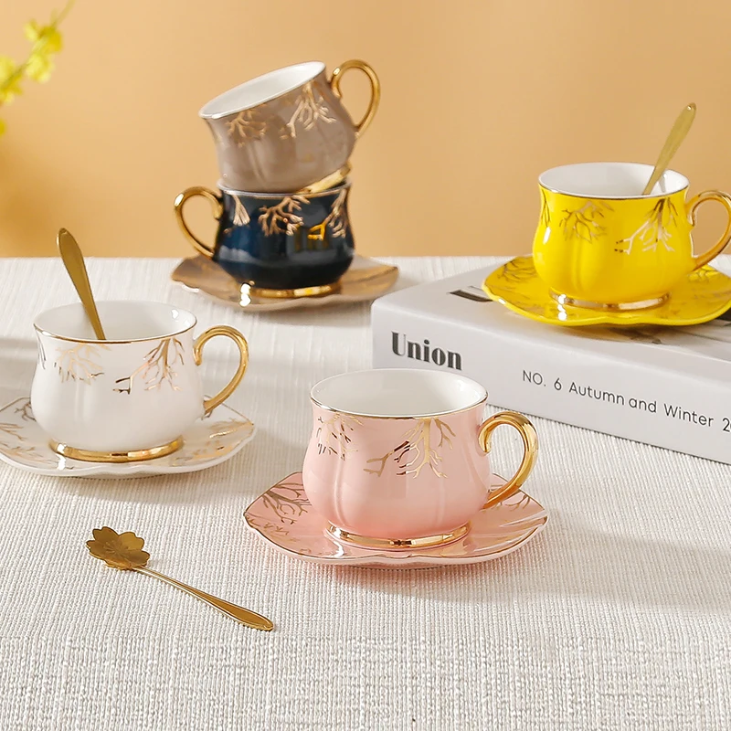 European-Coffee-Cup-Household-Afternoon-Tea-Set-High-Appearance-Level-Ceramic-Gold-Cup-Light ...