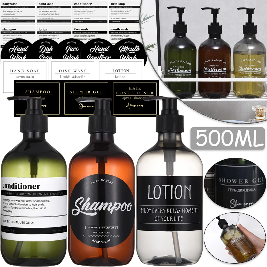 Soap-Dispenser-Sticker-Bathroom-Shampoo-Conditioner-Body-Wash-Label ...