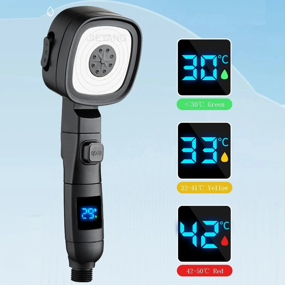 Temperature-Digital-Display-LED-Shower-Head-3-Speed-Pressurized-Water ...