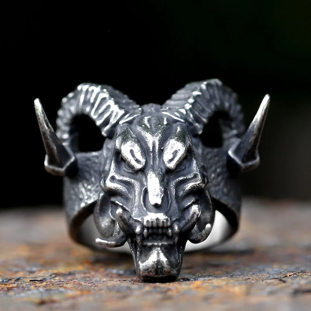 new-New-Design-vintage-Stainless-Steel-gothic-devil-demon-skull-Ring ...