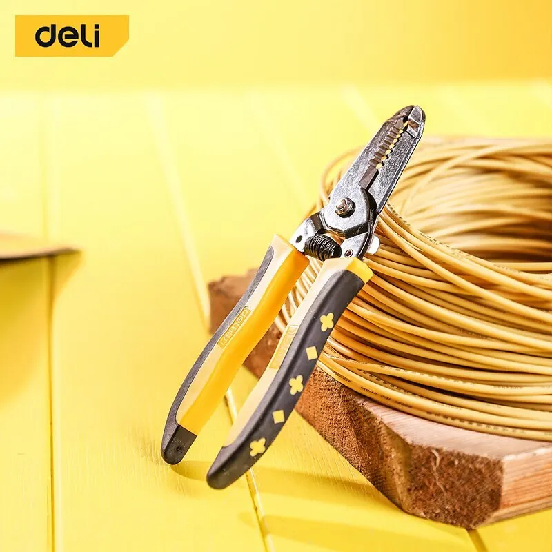 DELI-7-Inch-2-in-1-Wire-Stripper-And-Cutter-Slip-Resistance-Blade-Dual ...