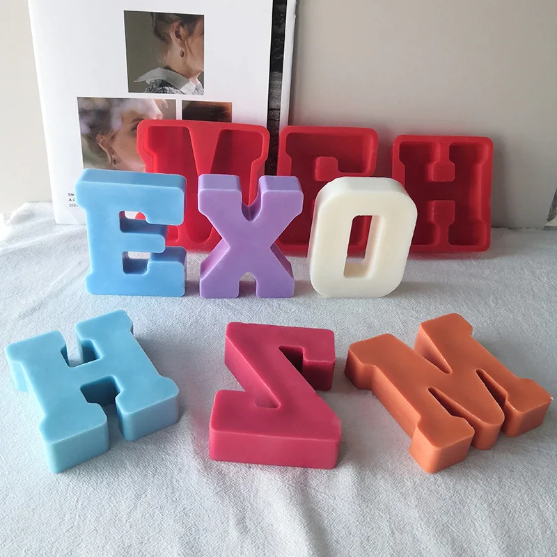26 3D Letters Silicone Candle Mold DIY Handmade Alphabet Plaster Epoxy ...