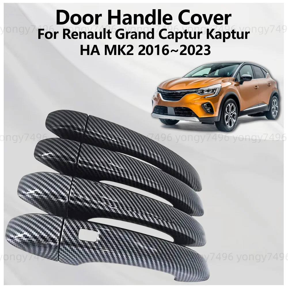 For Renault Grand Captur Kaptur HA MK2 2016 ~ 2023 Carbon Fiber Chrome ...