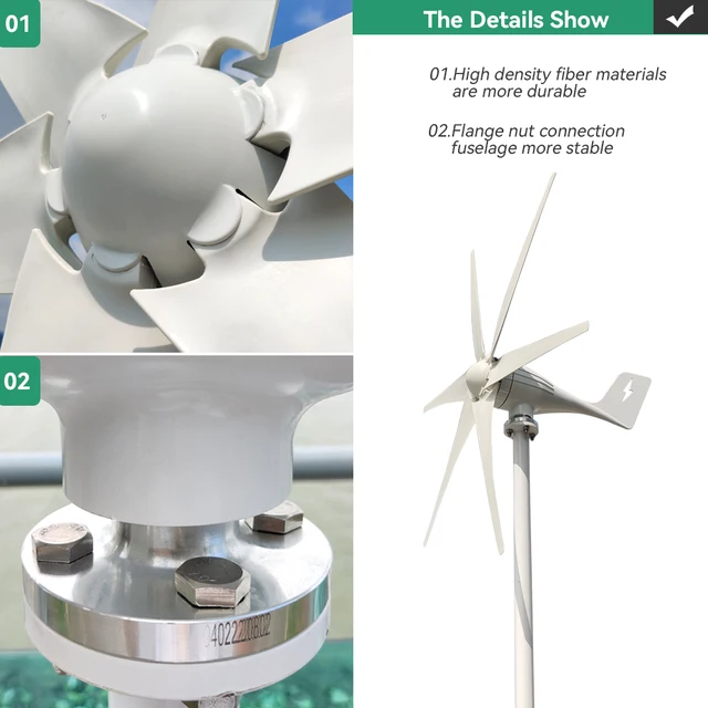 Windmill Turbine Generator Power 3000w 3kw 12v 24v 48v 6 Blades With ...