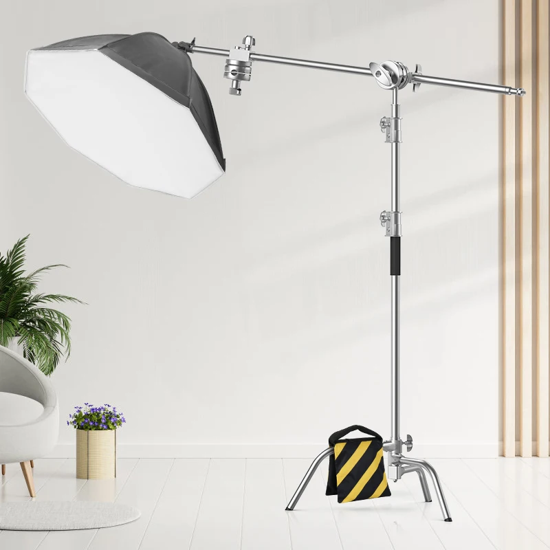 260CM-Stainless-Steel-Heavy-Duty-C-Stand-Tripod-Support-Photography ...