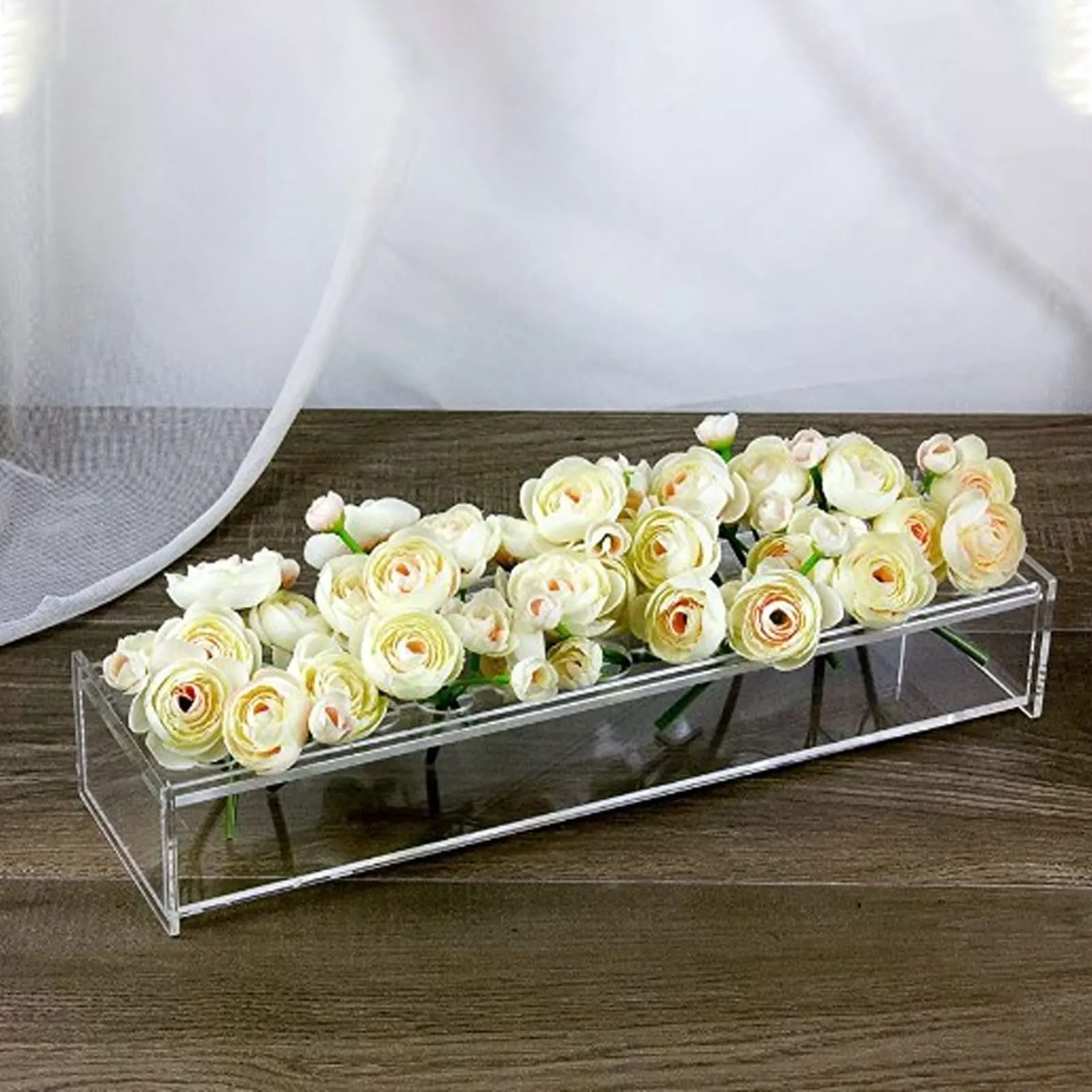 Rectangular-Floral-Centerpiece-Clear-Acrylic-Flower-Vase-For-Dining ...