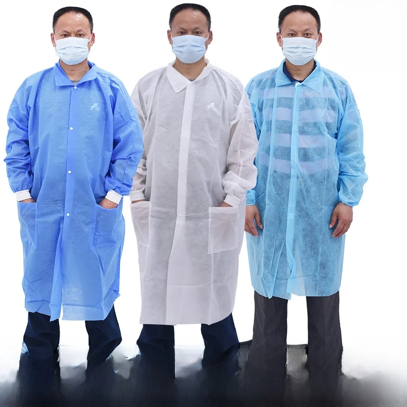 Disposable Thiened Non-woven White Lab Coat Work orm Dust-proof ...