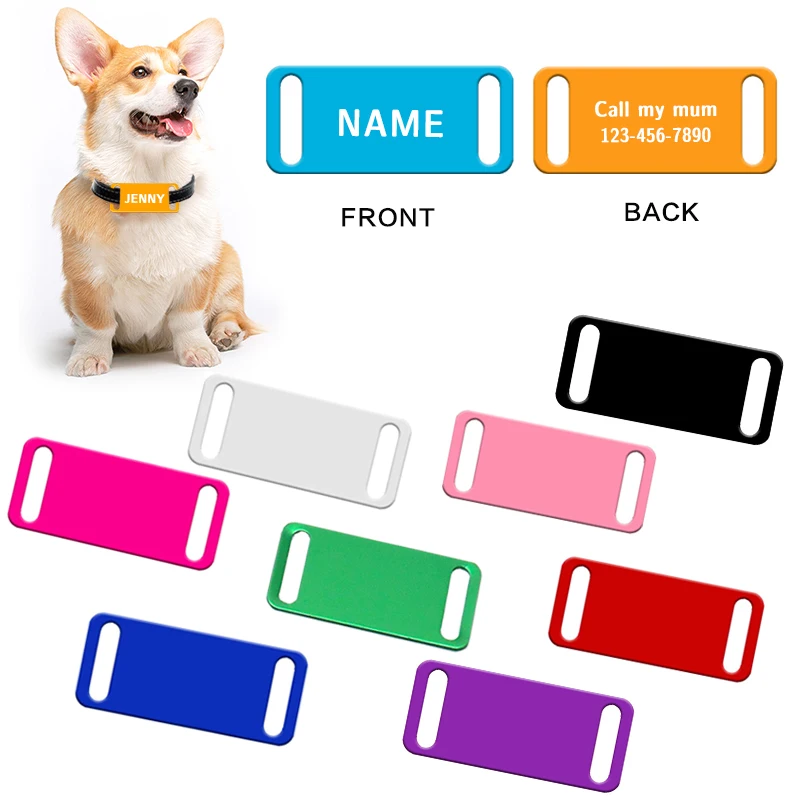8pcs/lot Metal Key Tag Laser Engraved Dog Name Id Tag Square Anti-lost ...