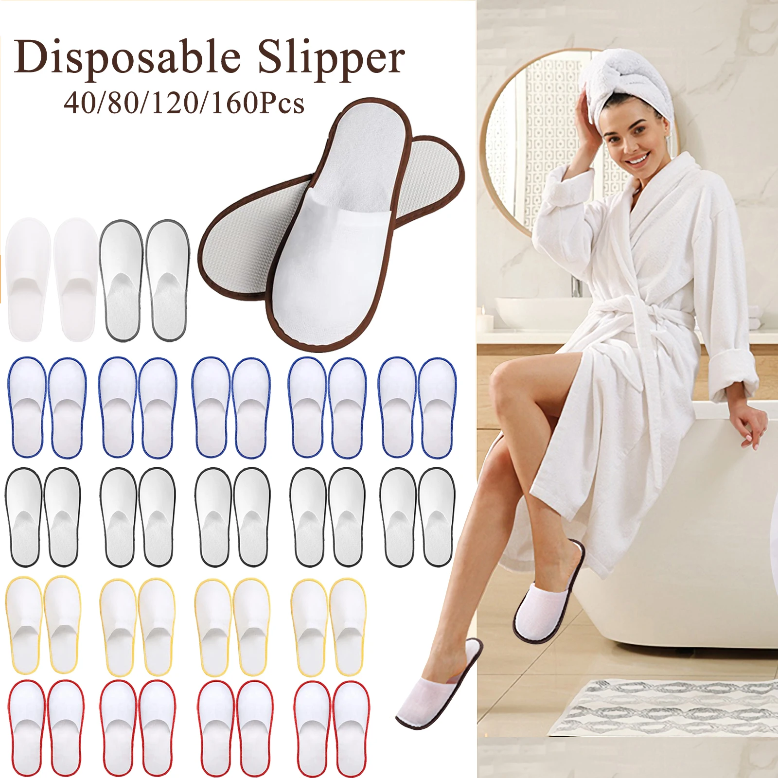 40-160-Pairs-Disposable-Slippers-for-Guests-Hotel-Spa-House-Home ...