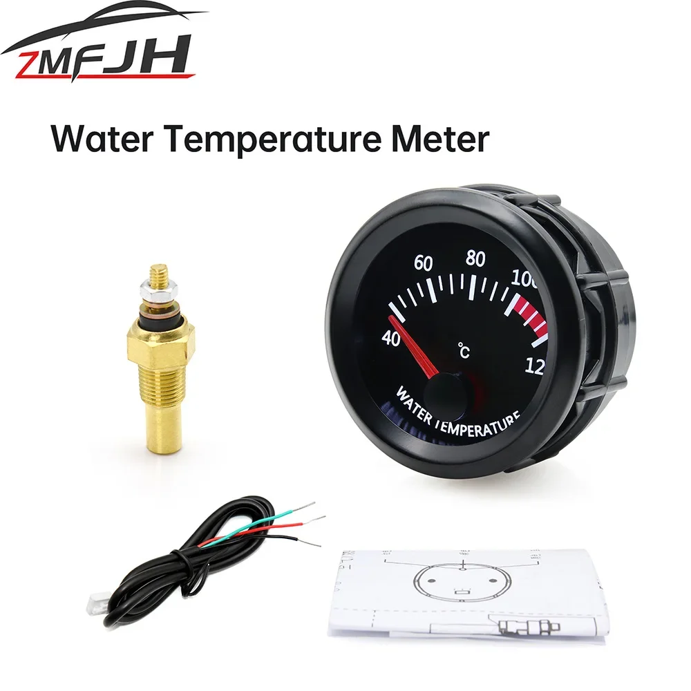 QD-52mm-Water-Temperature-Gauge-With-1-8NPT-Water-Temp-Sensor-Black ...