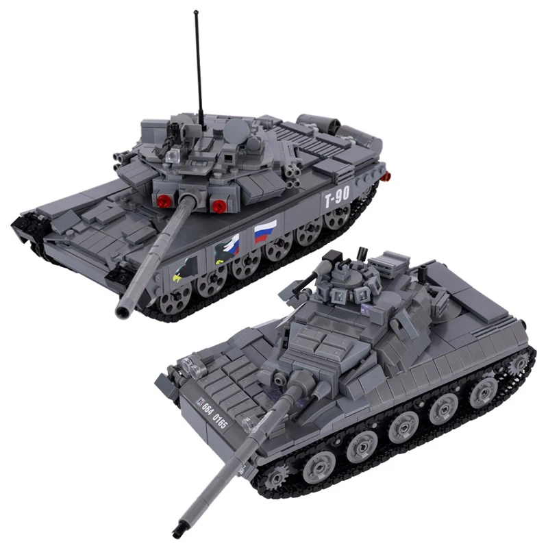 MOC building blocks World War II T90/AMX-30 Main battle tank track movable children's assembled ...