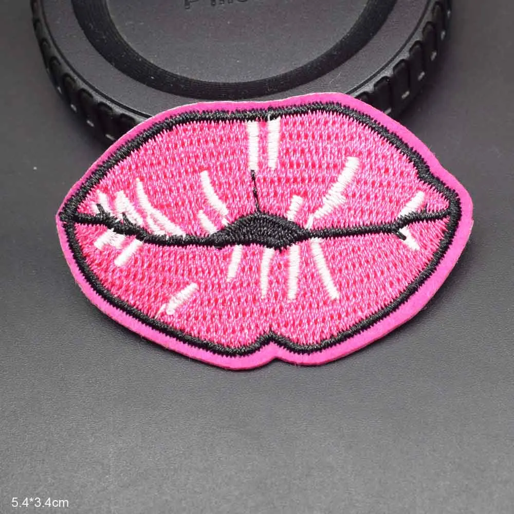 Pink-Mouth-Iron-On-Embroidered-Clothes-Patches-For-Clothing-Stickers ...