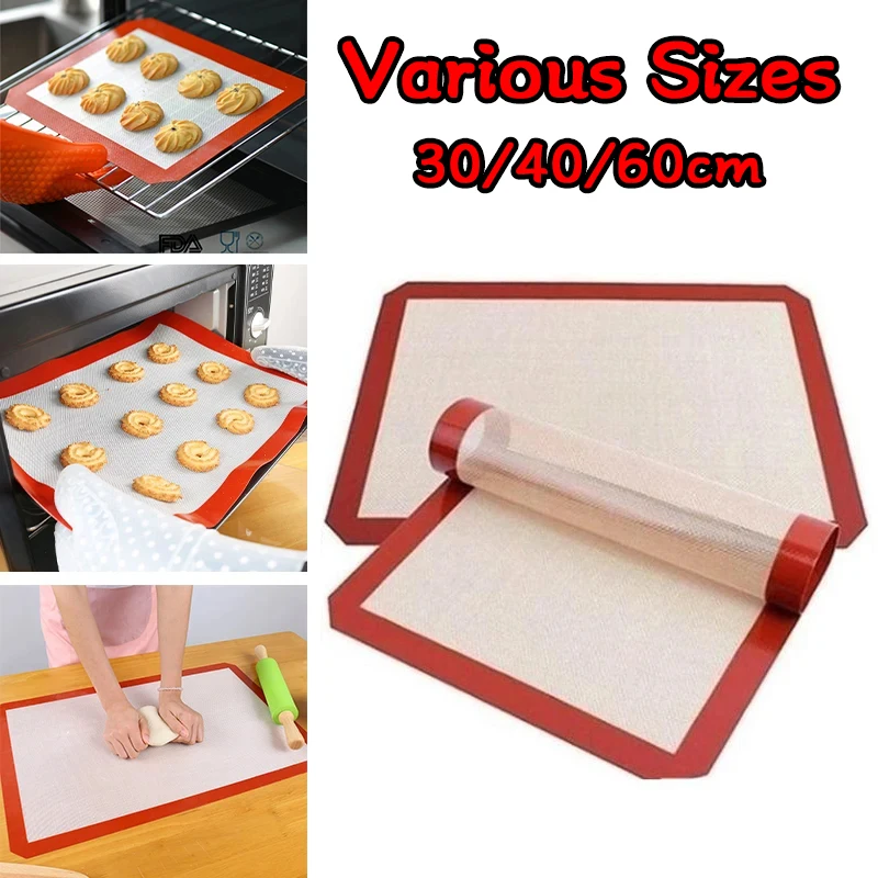 30/40/60cm Silicone Baking Mat Non-Stick Macaron Fondant Cookie Pad ...