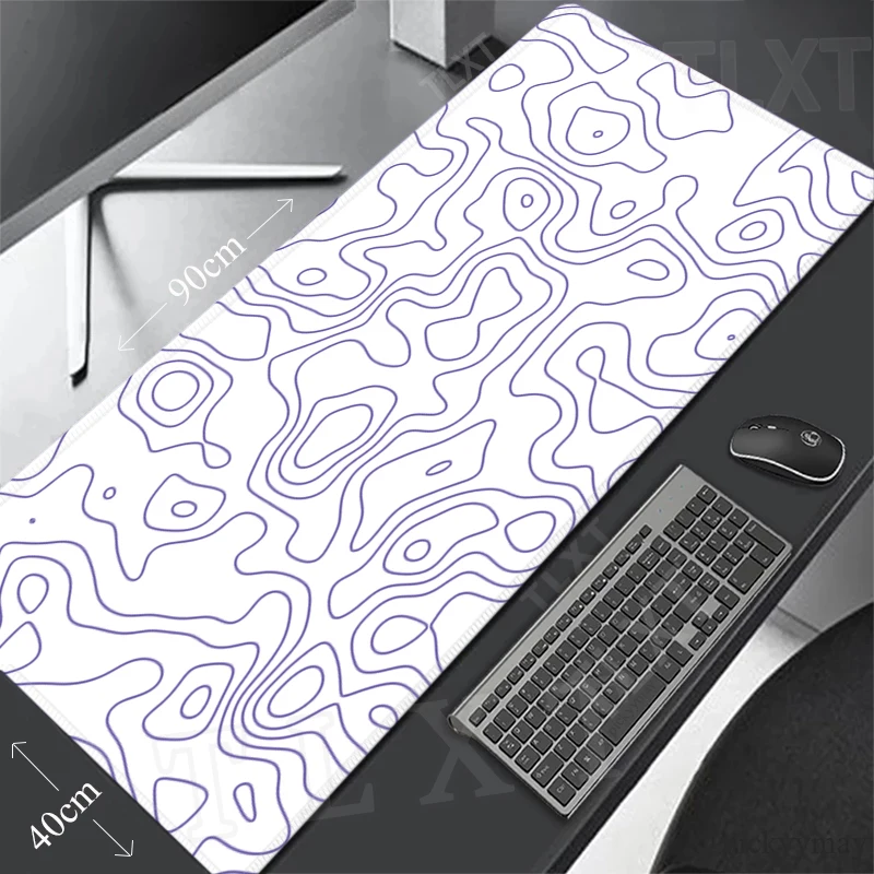 White-Mouse-Pad-Topographic-Lines-Mousepads-Big-Gaming-Mousepad-XXL ...