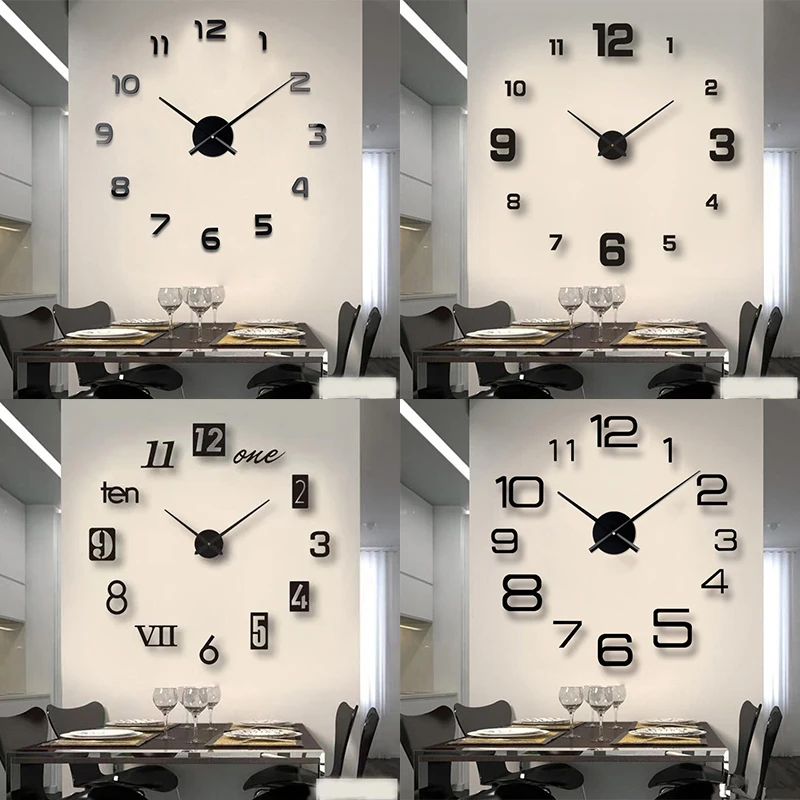 3D-Wall-Clock-Luminous-Frameless-Digital-Clock-Acrylic-Mirror-Wall ...