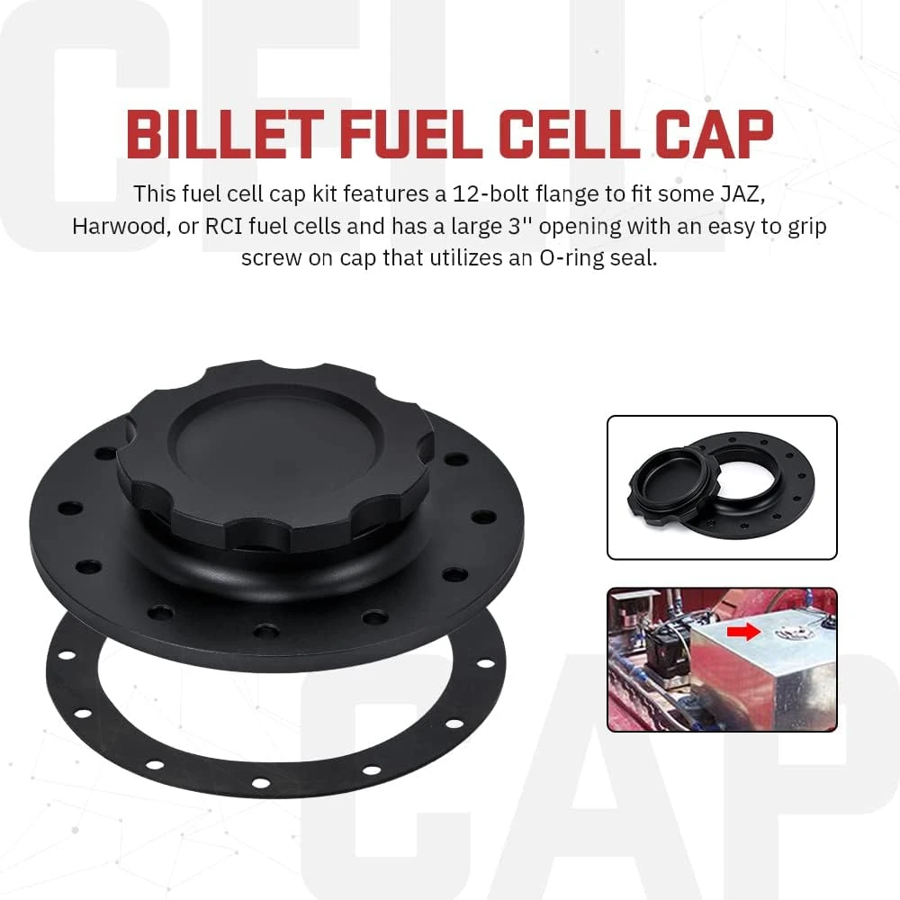 Billet Aluminum Fuel Cell Gas Cap With 12 Hole Cell Bung and Gasket ...