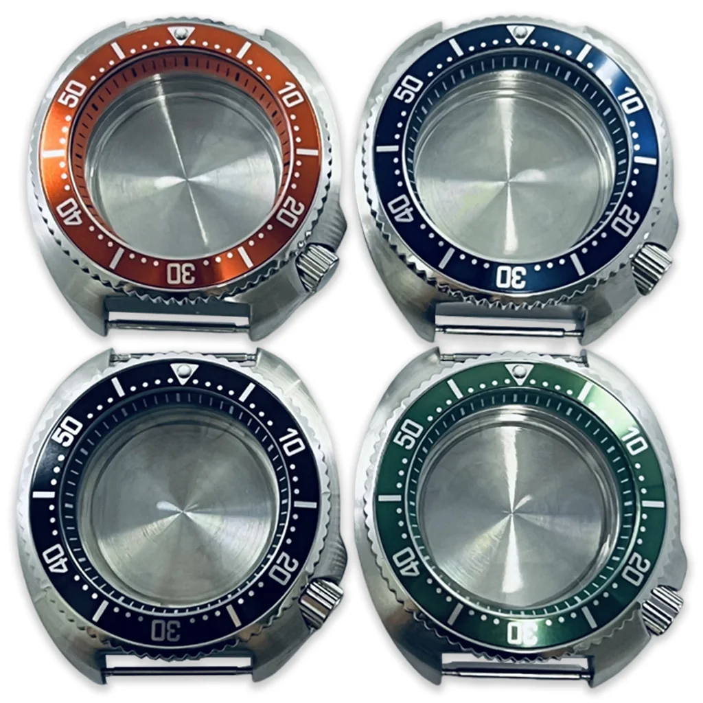 44mm-Silver-Stainless-Steel-Watch-Case-Black-Blue-Green-Orange-Ring-Fit ...
