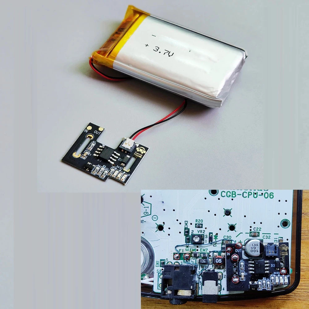 3.7V 1800mA lithium battery for GBC battery charging Mod retrofit Game ...