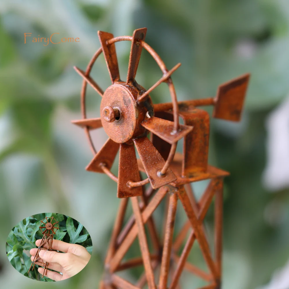 Miniature-Windmill-Metal-Fairy-Garden-Vintage-Decoration-Rusty ...
