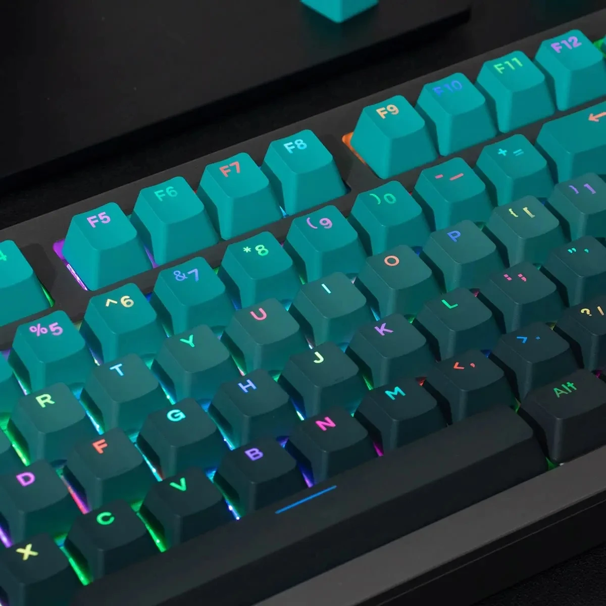 134-Key-Backlit-RGB-Gradient-Cyan-PBT-Keycaps-OEM-Profile-Double-shot ...