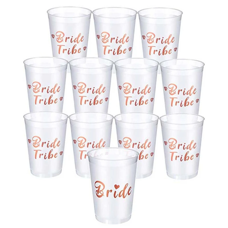 Team Bride Tribe Cups Bridal Shower Bachelorette Party Plastic Drinking ...