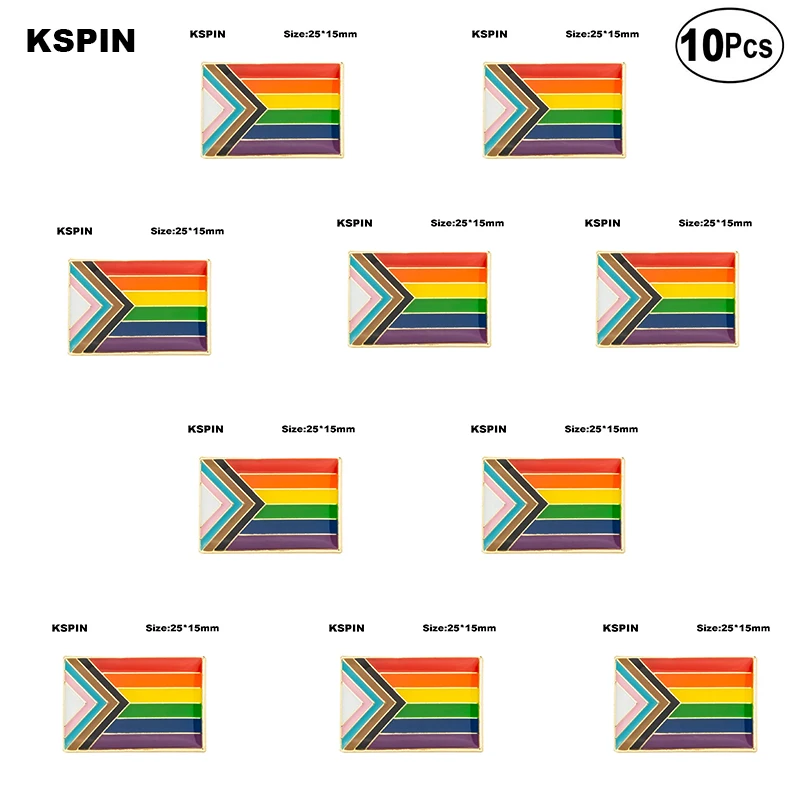 10pcs a Lot Progress Pride Flag Brooches Lapel Pin Flag badge Brooch ...