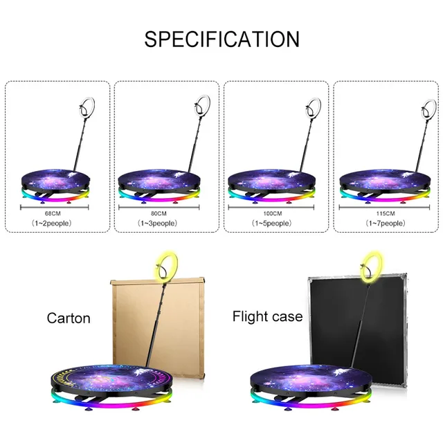 360 Photo Booth Automatic Rotating Selfie Props Wedding Photobooth ...