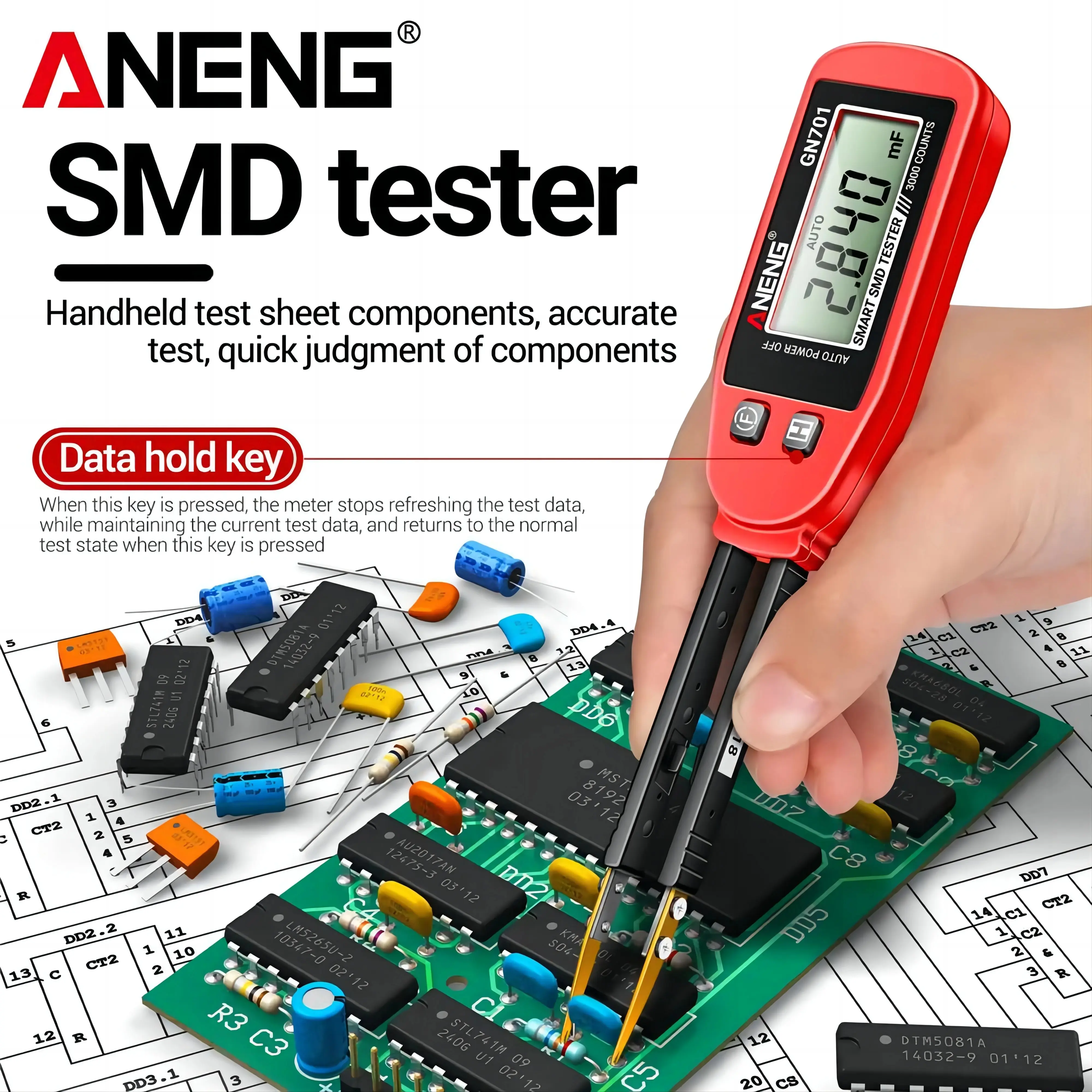 ANENG-GN701-Smart-SMD-Tester-3000-Counts-Multimeter-Handheld-Patch-Test ...