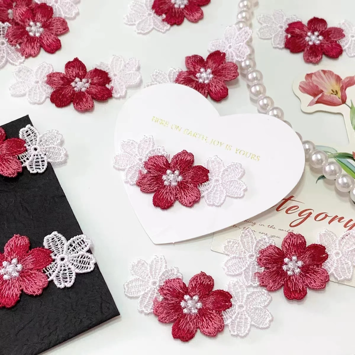 10Pcs-Lot-3-6cm-Shiny-Red-Pink-Mixed-Flower-Gradient-Sewing-Motif ...