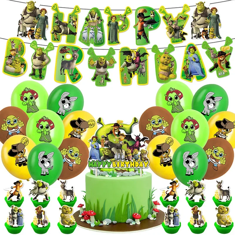 Desenhos-animados-Shrek-Theme-Party-Supplies-Bal-es-DIY-Banner-Banner ...