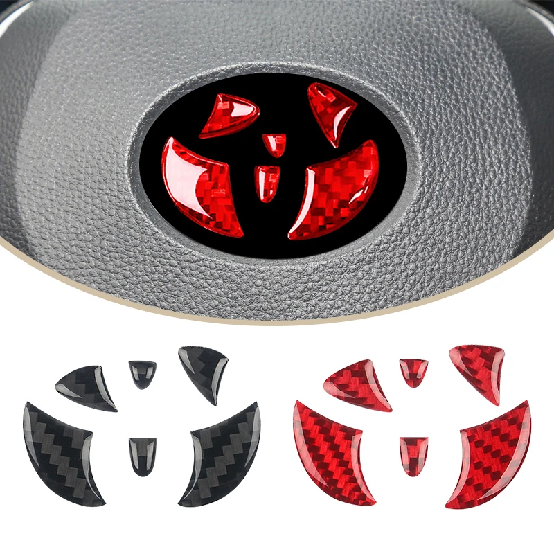 Carbon-Fiber-Car-Steering-Wheel-Emblem-Badge-Sticker-Glue-Trim-Decals ...
