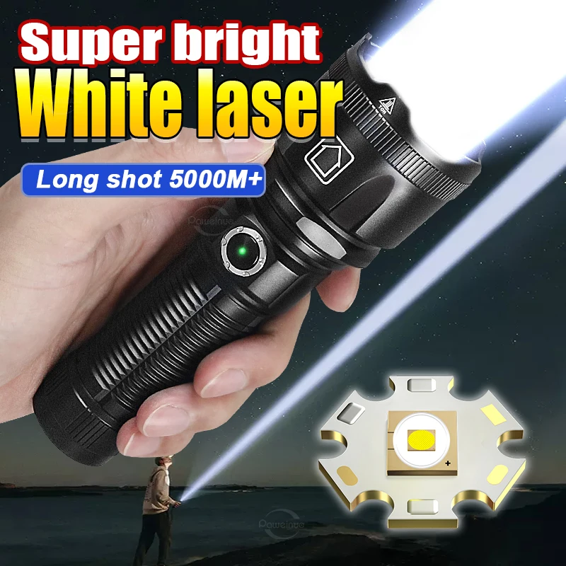 White-Laser-Super-Bright-Lantern-High-Power-Rechargeable-LED-Flashlight ...