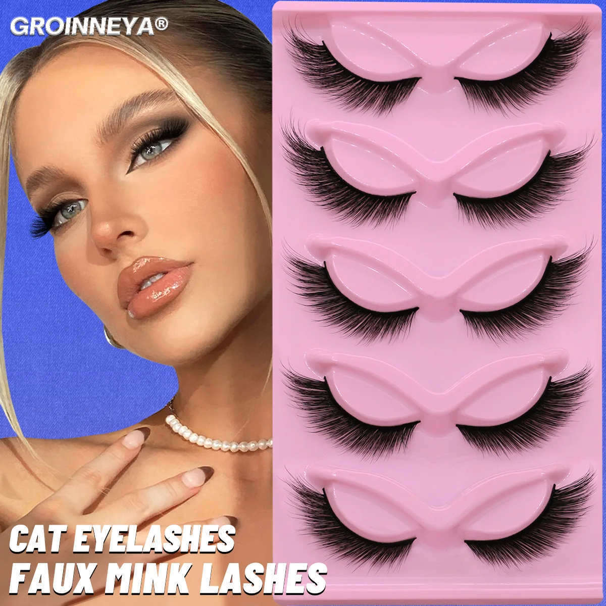GROINNEYA-Cat-Eye-Lashes-Faux-Mink-Eyelashes-Natural-long-Full-Strip ...