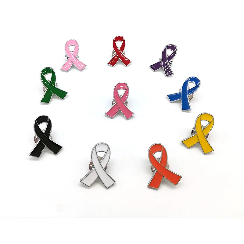 Pink Ribbon Breast Cancer Enamel Pins Red Green Yellow Purple White ...