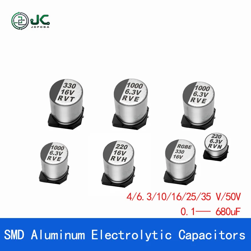 SMD Electrolytic Capacitor 20pcs/Lot 2.5V 4V 6.3V 10V 16V 25V 50V 100V 1uF 2.2uF 4.7uF 10uF 33uF ...