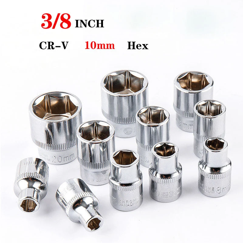 3/8" Hex Socket Wrench Head 10mm Drive Anti-rust Allen Key 6mm-24mm ...