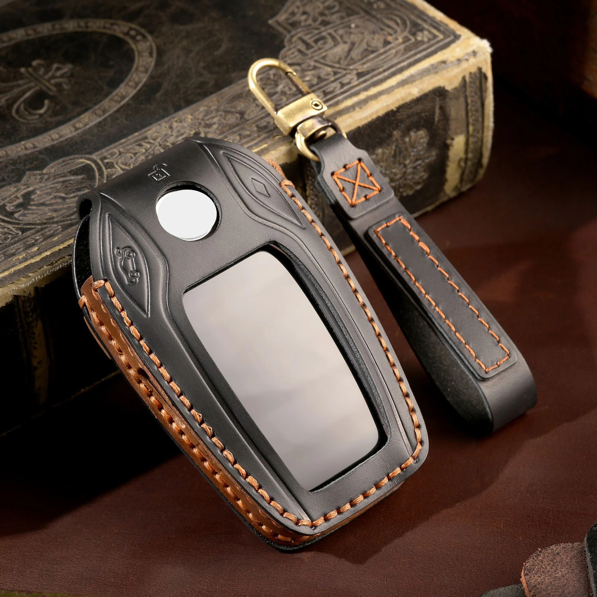 Leather Car LED Lcd Key Case Fob Cover for BMW 5 7 Series G12 G11 G30 ...