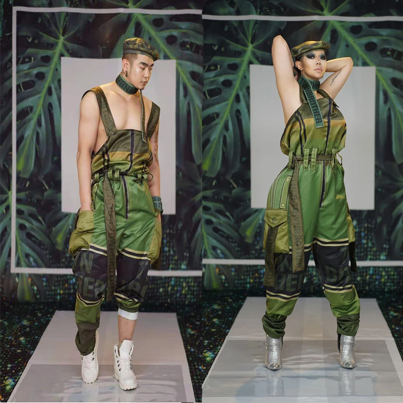 2023Men-Women-Couple-Jumpsuit-Army-Green-Overalls-Uniform-Sleeveless ...