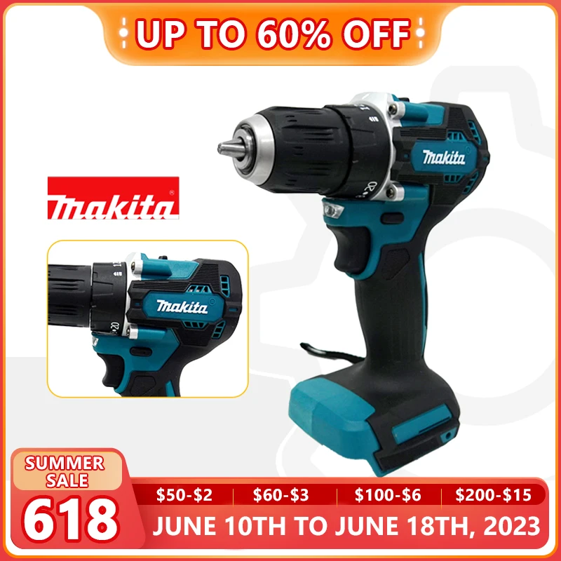 Makita-Taladro Inalámbrico sin escobillas DDF487, destornillador eléctrico de 18V, LXT, 13mm ...