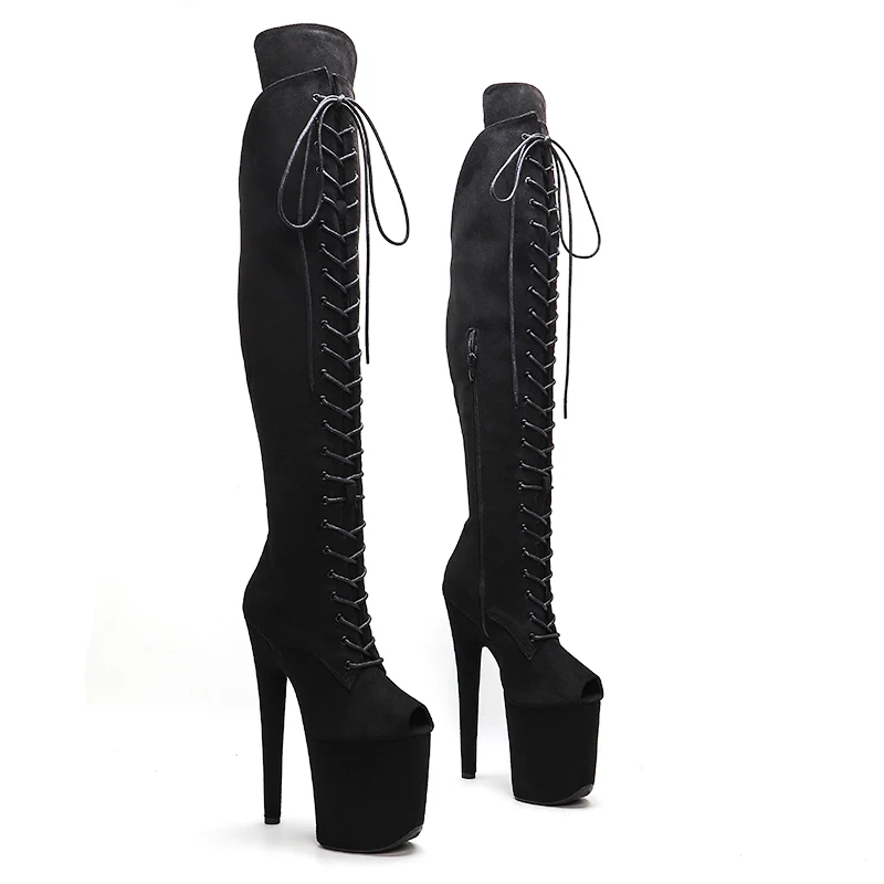 Leecabe Suede 20cm/8inches Pole Dancing Shoes High Heel Platform Boots ...