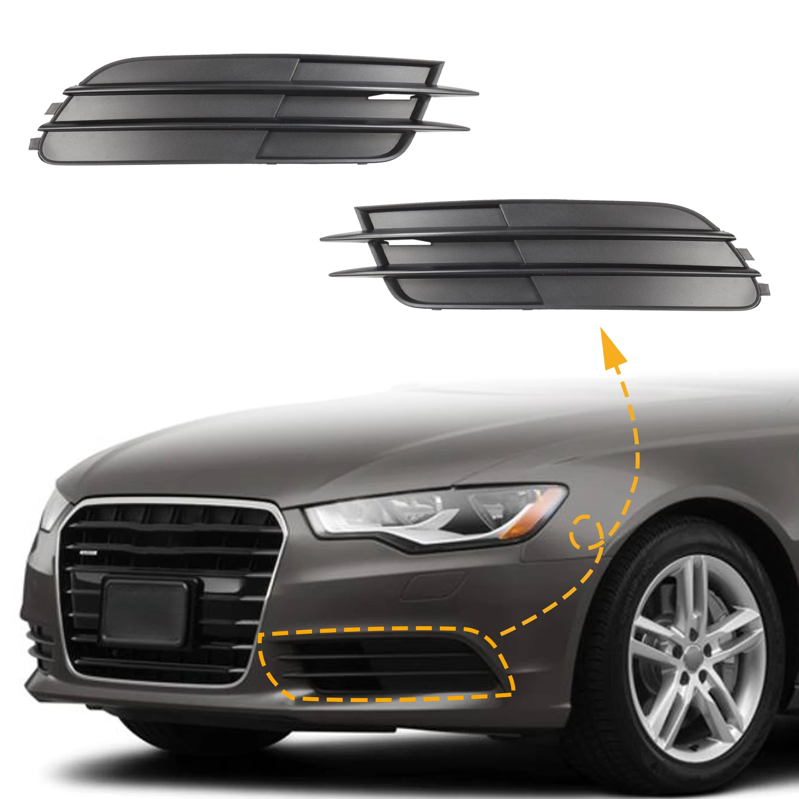 Fog Light Frame Lamp Trim Grill Cover Under Front Bumper For Audi A6/A6 Quattro 2012-2015 ...
