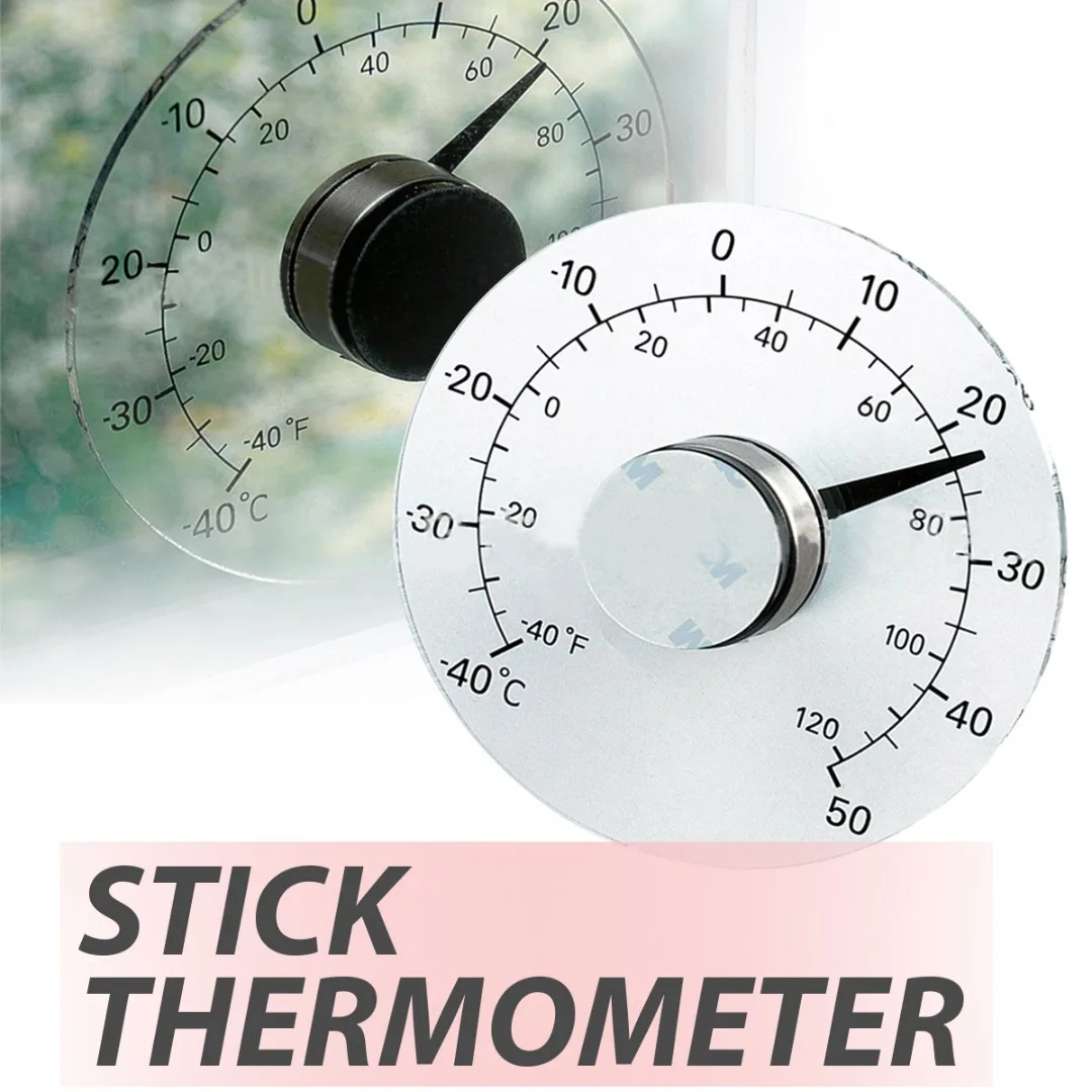 Indoor Outdoor Window Thermometer Transparent Dial Self Adhesive Round ...