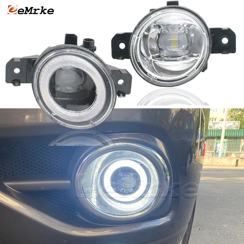 Pair-LED-Angel-Eye-Halo-Daytime-Running-Lights-Car-PTF-Lens-Fog-Lamp ...