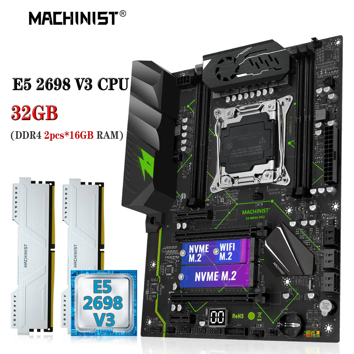 Machinist Conjunto Combinado de placa base X99, LGA 2011 3 Xeon E5 2698 ...