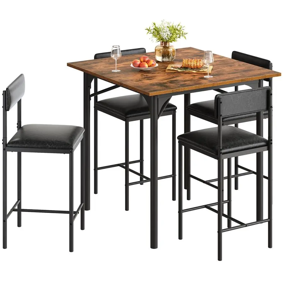 5Piece Dining Room Table Set Bar Table and Chairs Set Counter Height ...