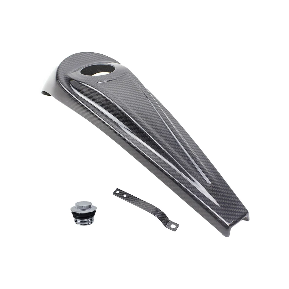 Glossy Carbon Fiber Fuel Gas Tank Dash Panel Cover+Chrome Pop Up Cap ...