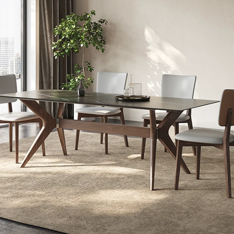 Rock-plate-dining-table-solid-wood-modern-simple-household-small ...