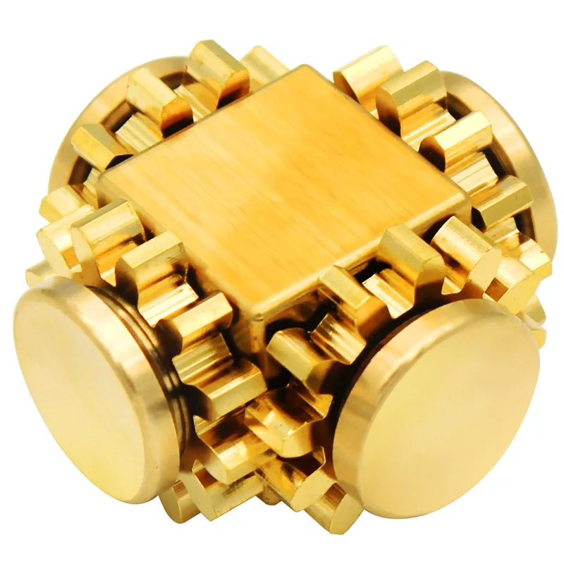 Gear Cube Spinner Finger Copper Mechanical Gyro Linkage Hand Spinner ...