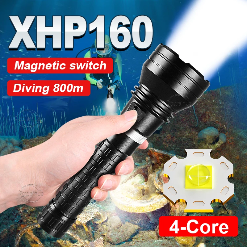 Newest XHP160 Diving LED Flashlights Powerful Underwater Lamps ...
